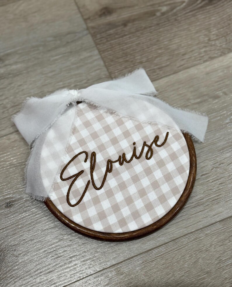 Personalized Baby Name Announcement Sign - Embroidered Newborn ...