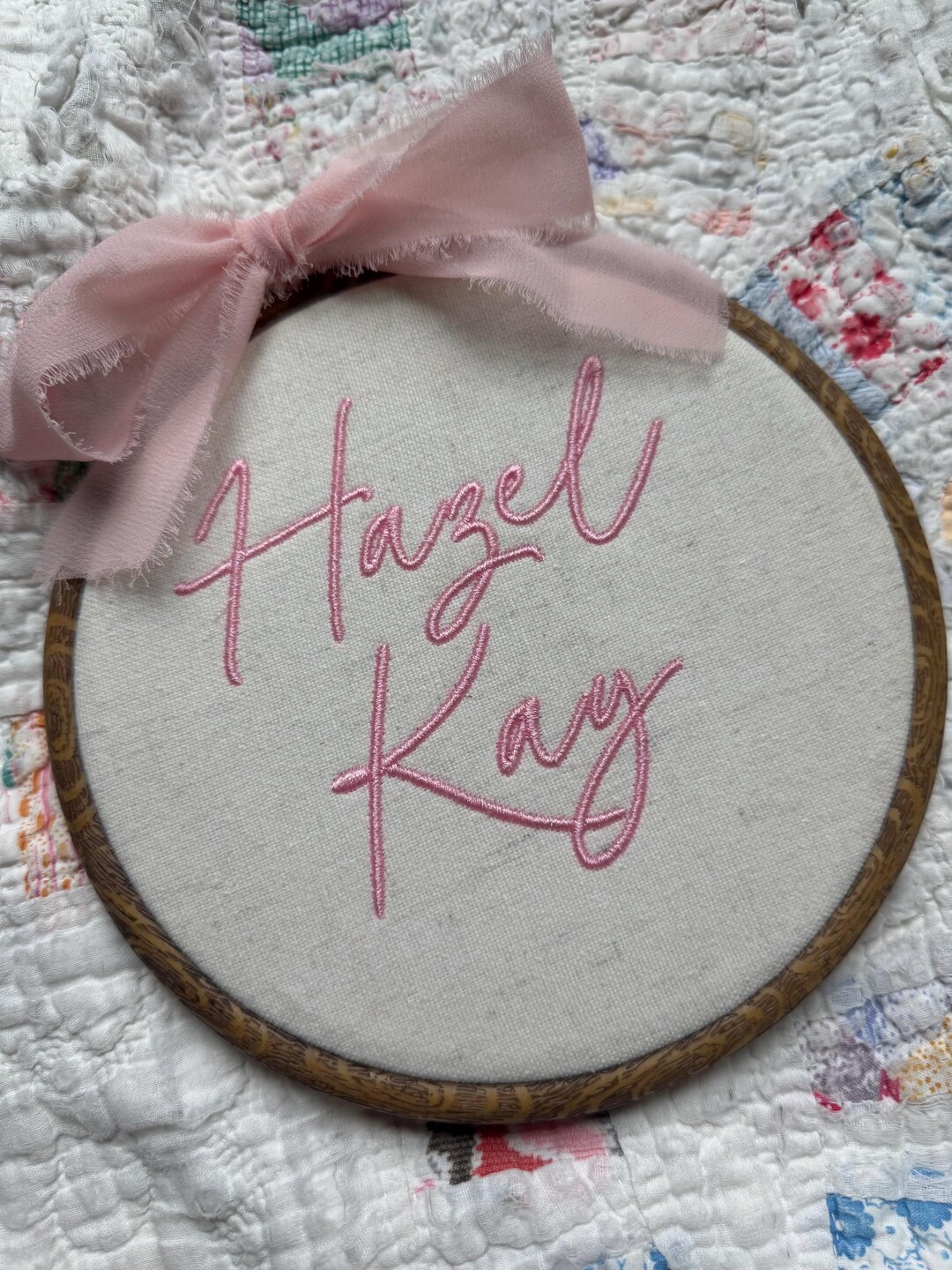 Personalized Baby Name Announcement Sign - Embroidered Newborn ...