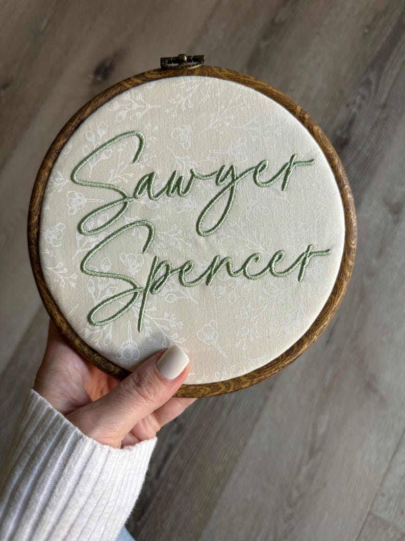 Personalized Baby Name Announcement Sign - Embroidered Newborn ...