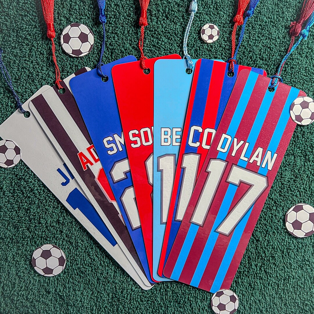 Personalised Football Team Inspired Bookmarks Any Team Colour, Name ...
