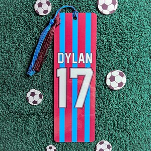 Personalised Football Team Inspired Bookmarks Any Team Colour, Name ...