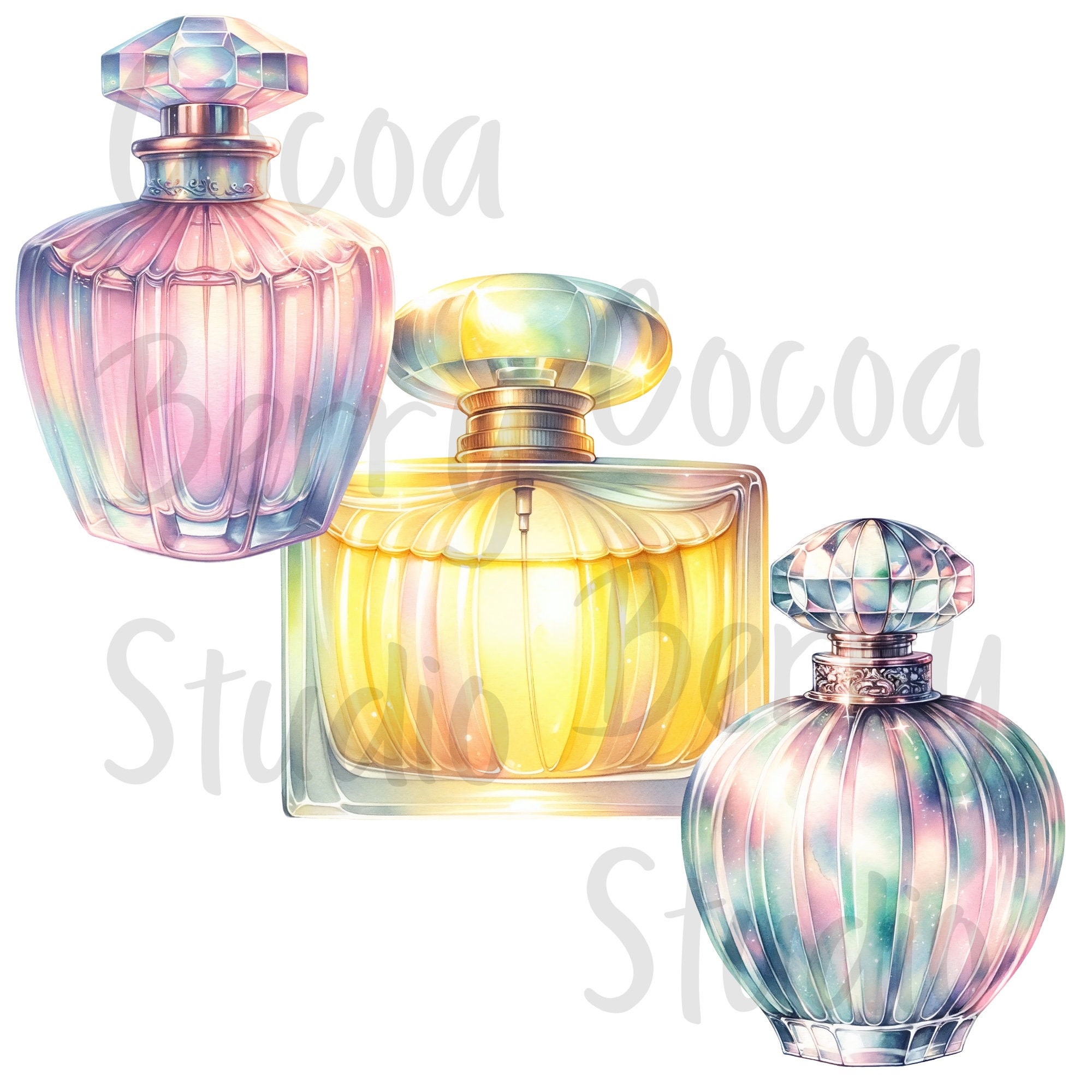 Watercolor Iridescent Perfume Bottle Clipart Iridescent - Etsy
