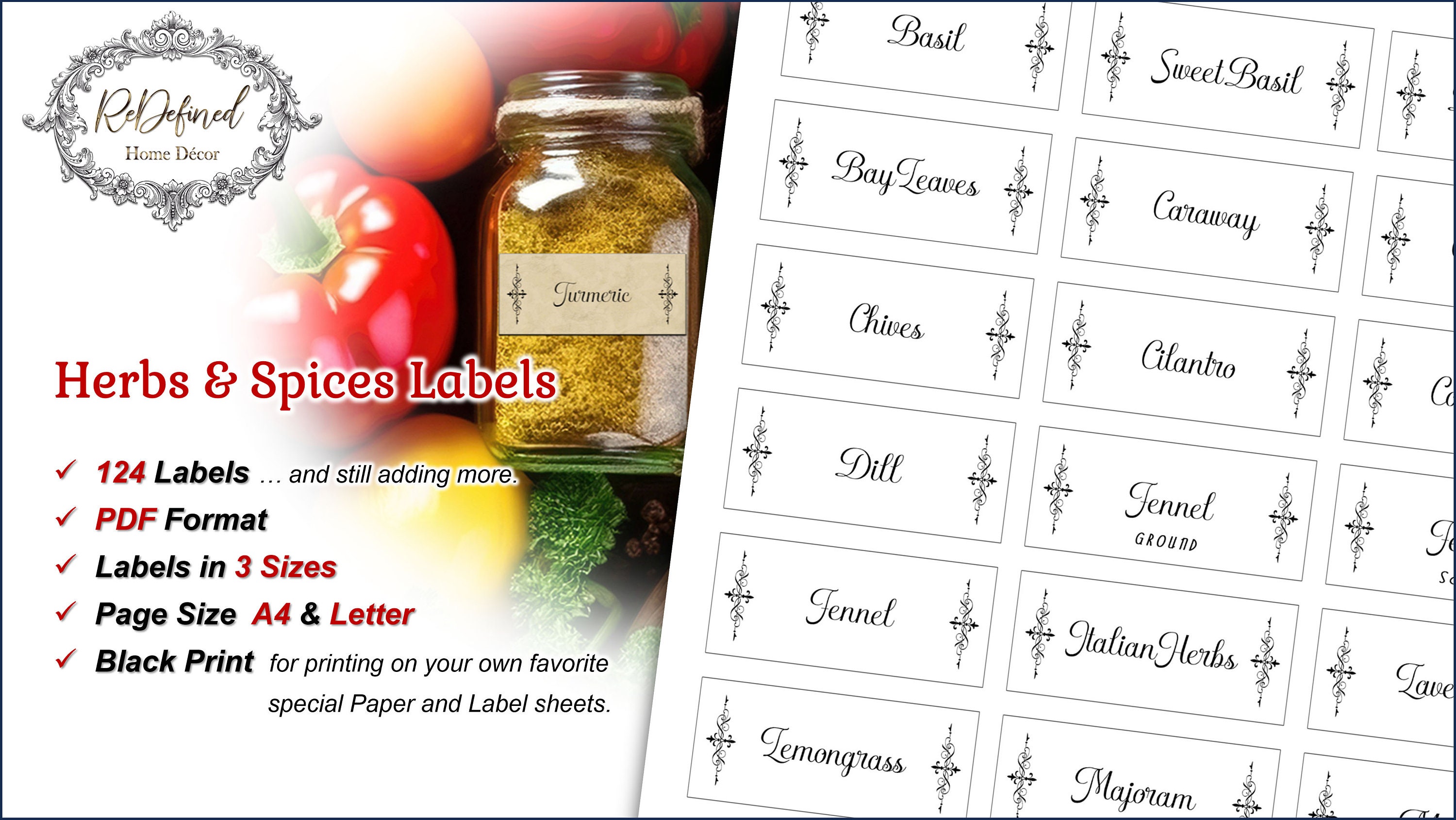 CHS-01 PRINTABLE LABELS Herbs and Spices | Printable Herbs and Spices ...