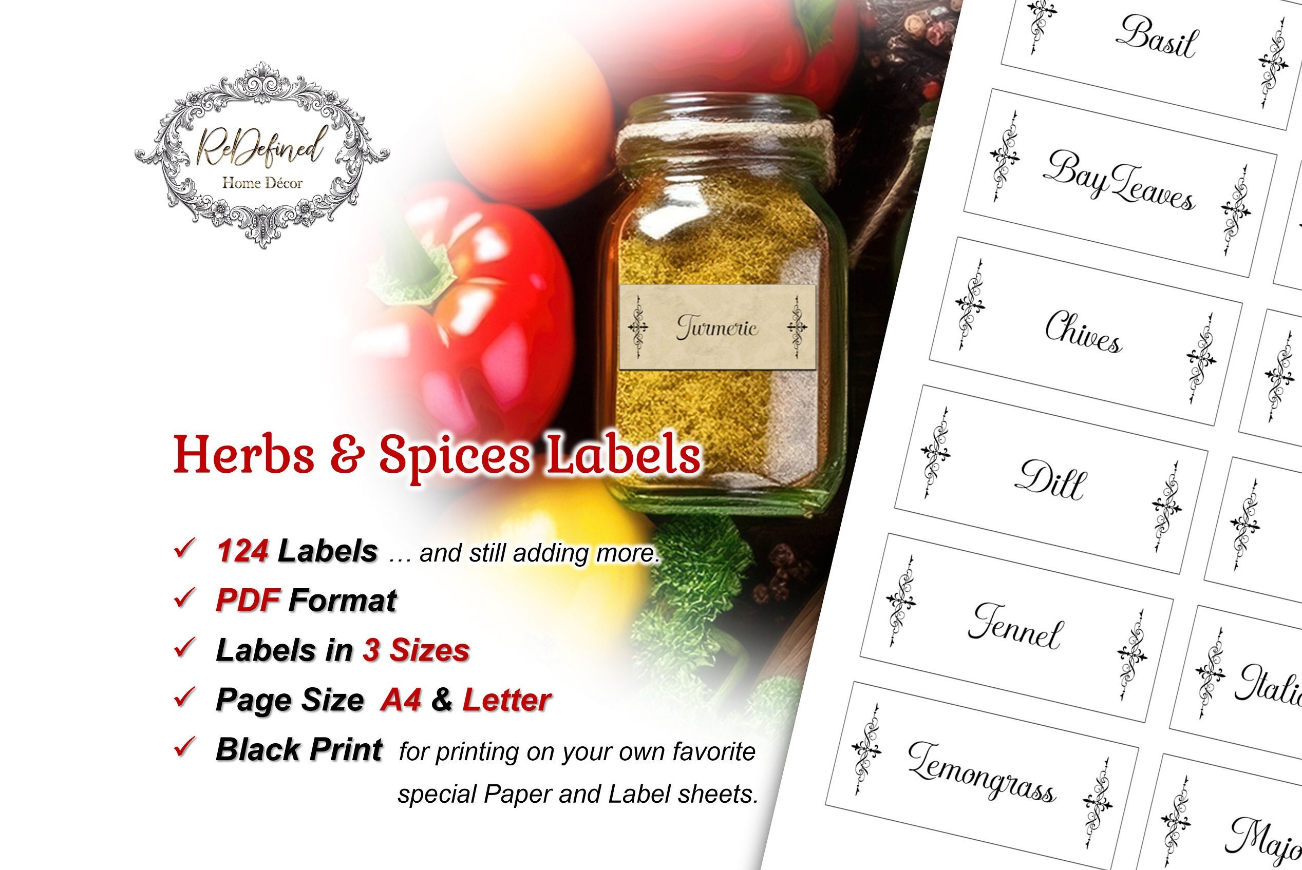 CHS-01 PRINTABLE LABELS Herbs and Spices Printable Herbs and Spices ...