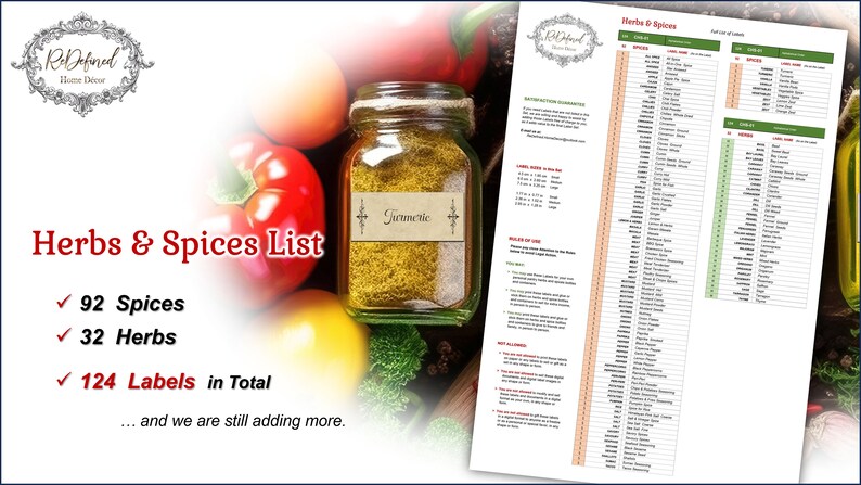 CHS-01 PRINTABLE LABELS Herbs and Spices | Printable Herbs and Spices ...