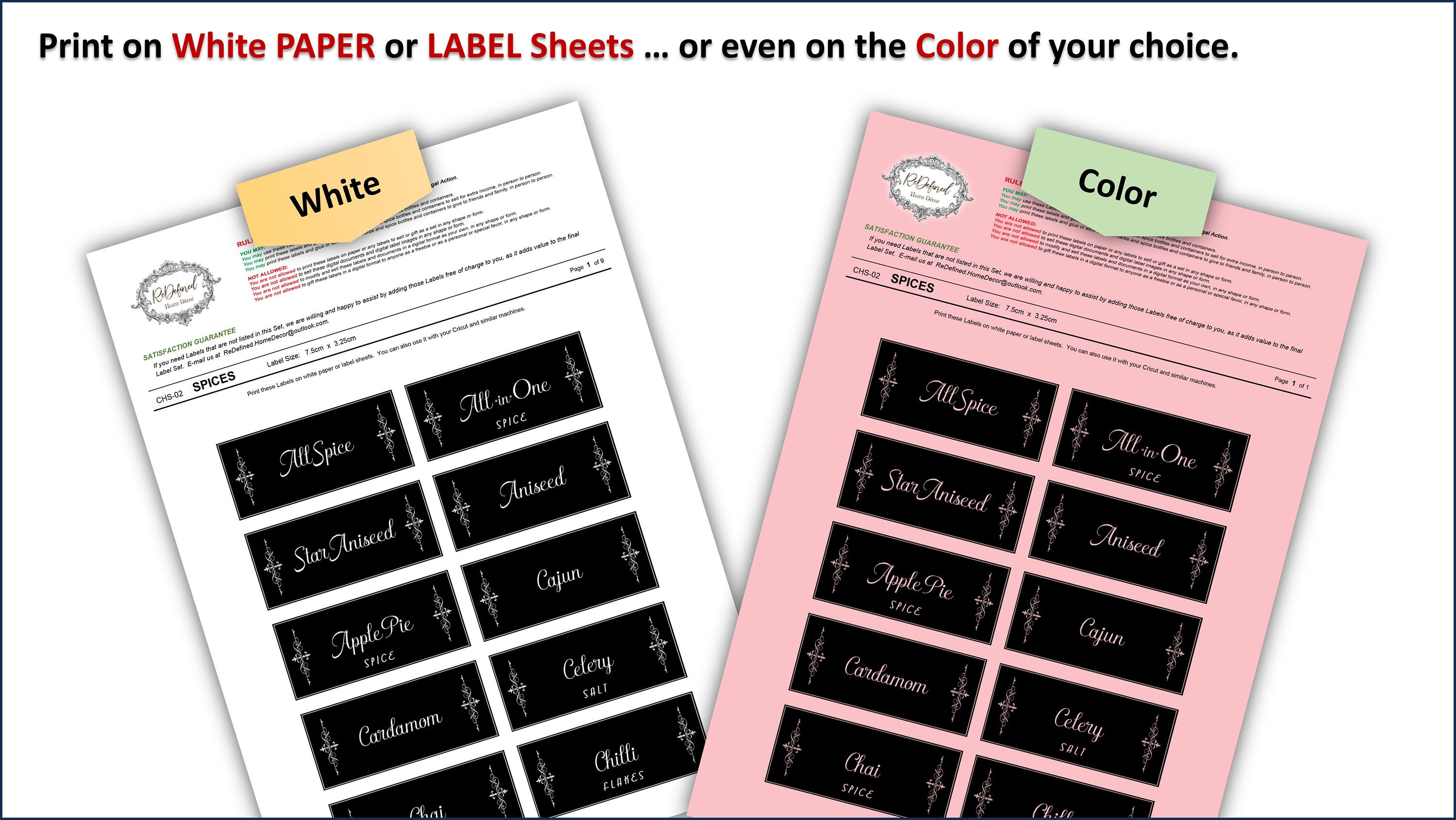 CHS-02 PRINTABLE LABELS Herbs and Spices | Printable Herbs and Spices ...