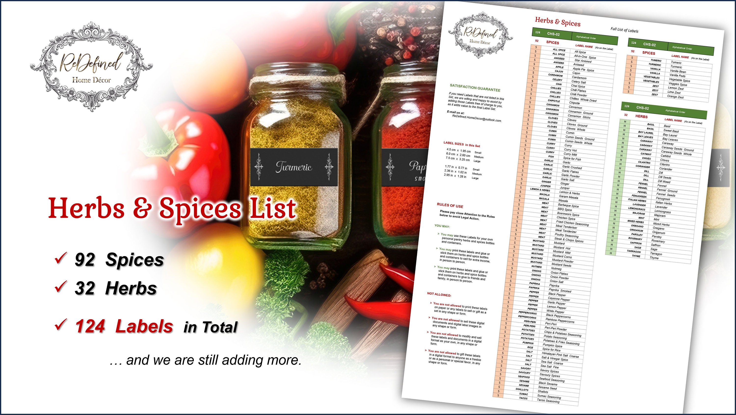 CHS-02 PRINTABLE LABELS Herbs and Spices | Printable Herbs and Spices ...