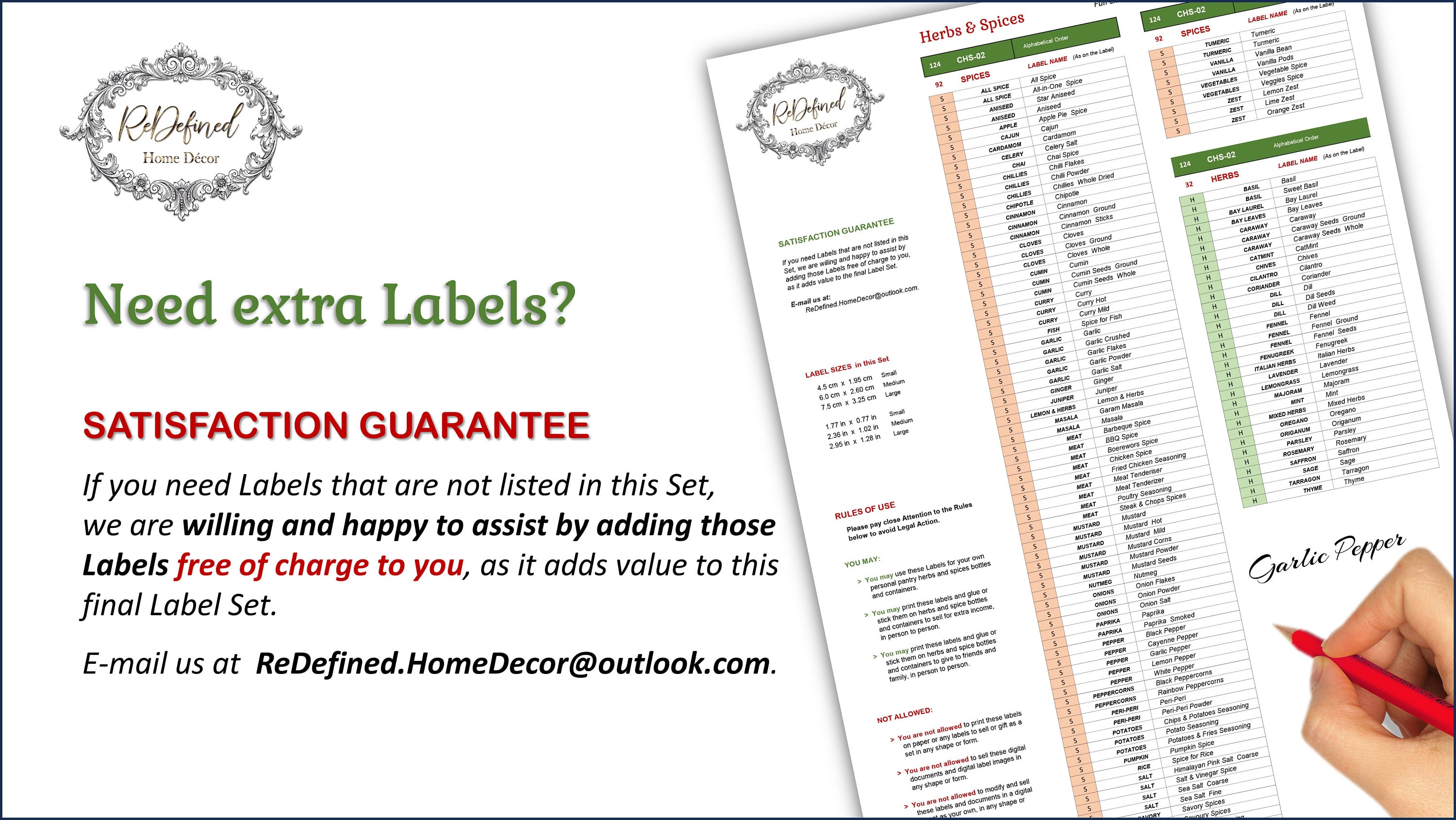 CHS-02 PRINTABLE LABELS Herbs and Spices | Printable Herbs and Spices ...