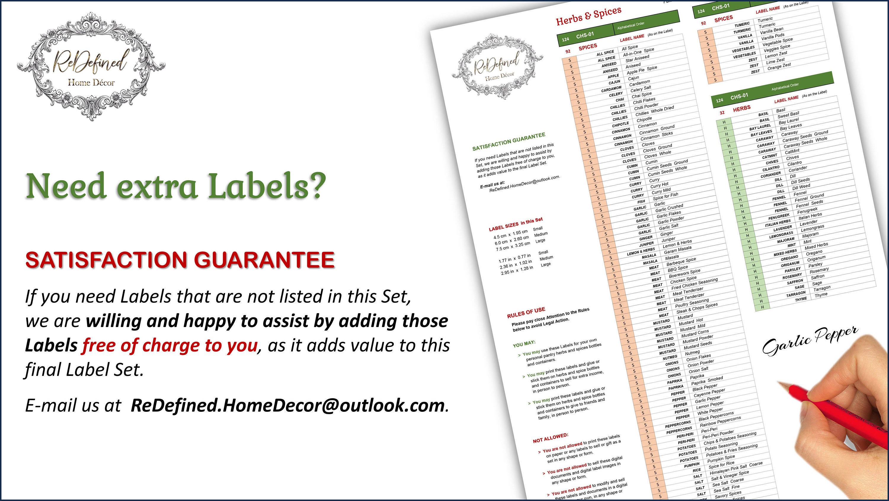 CHS-01 PRINTABLE LABELS Herbs and Spices | Printable Herbs and Spices Labels | Instant Download ...