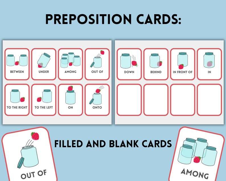 Prepositions Activity, Prepositions Flash Cards, Grammar for Kids ...