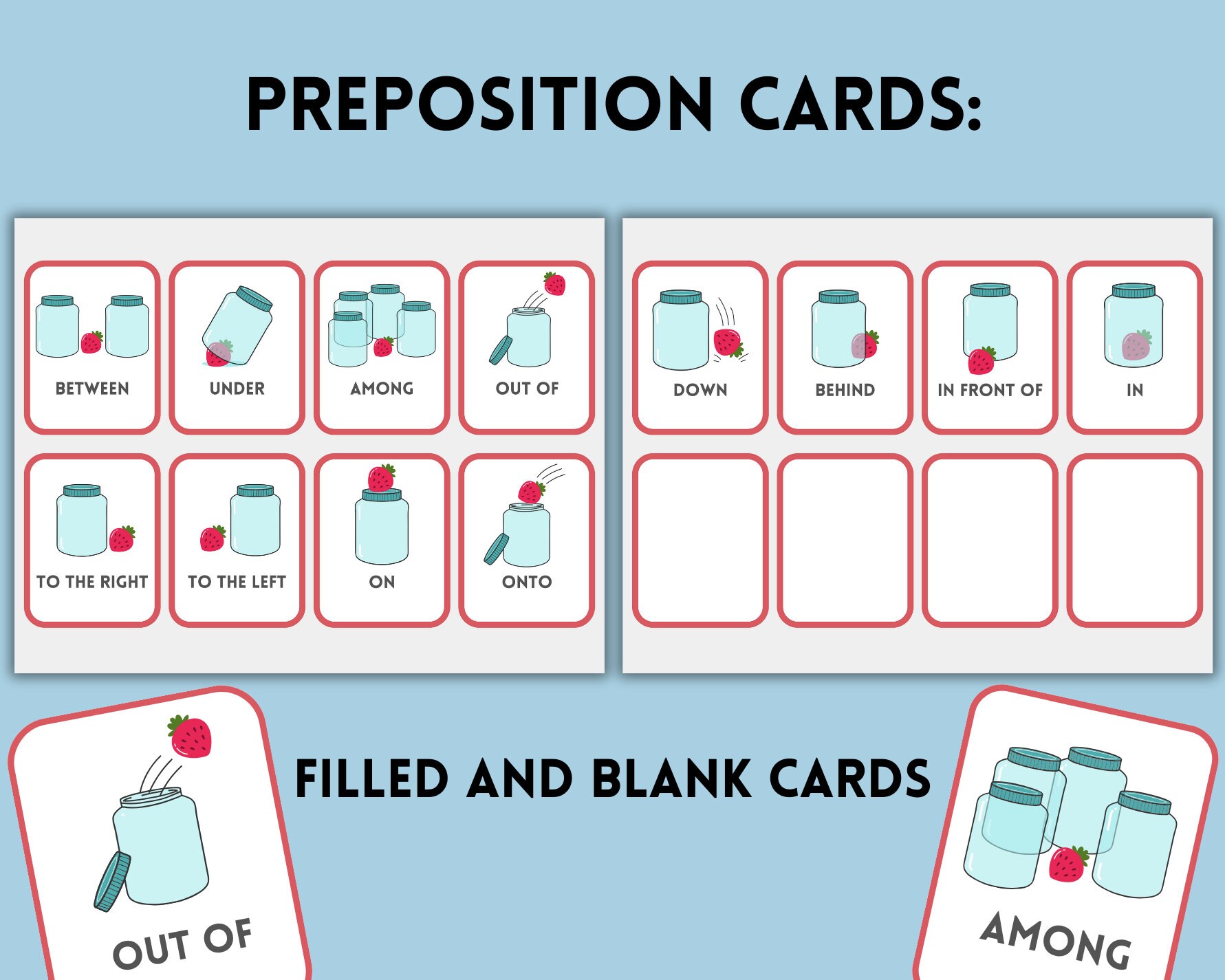 Prepositions Activity, Prepositions Flash Cards, Grammar for Kids ...