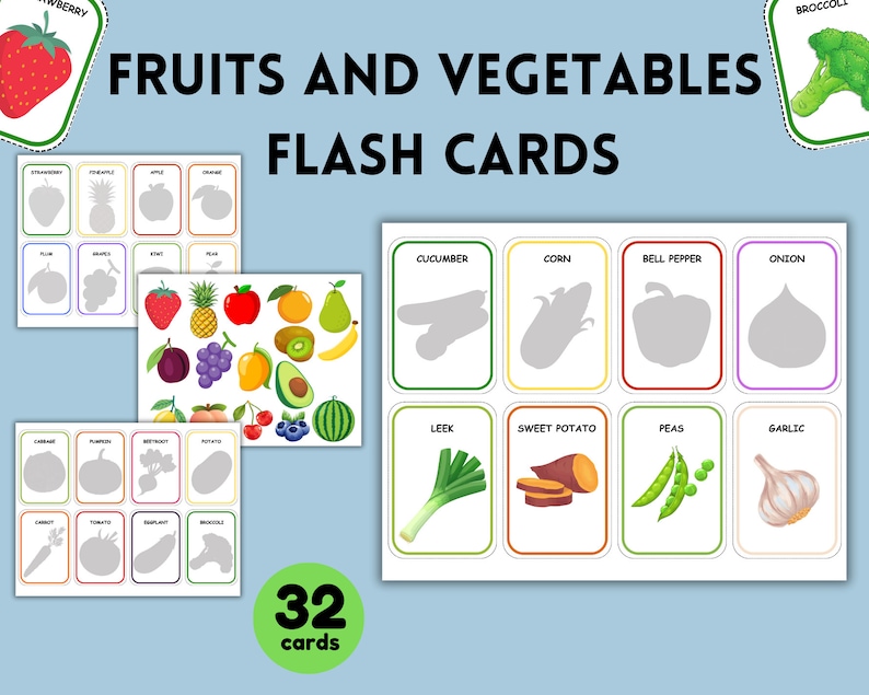 Vegetable Cards, Vegetable Matching, Fruits Cards, Fruits Matching ...