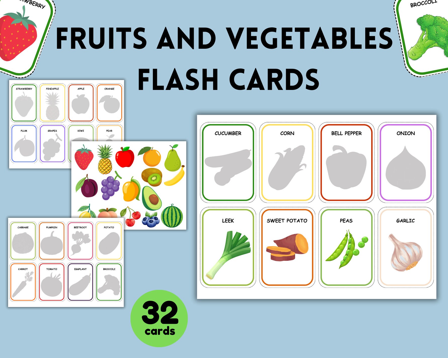 Vegetable Cards, Vegetable Matching, Fruits Cards, Fruits Matching ...