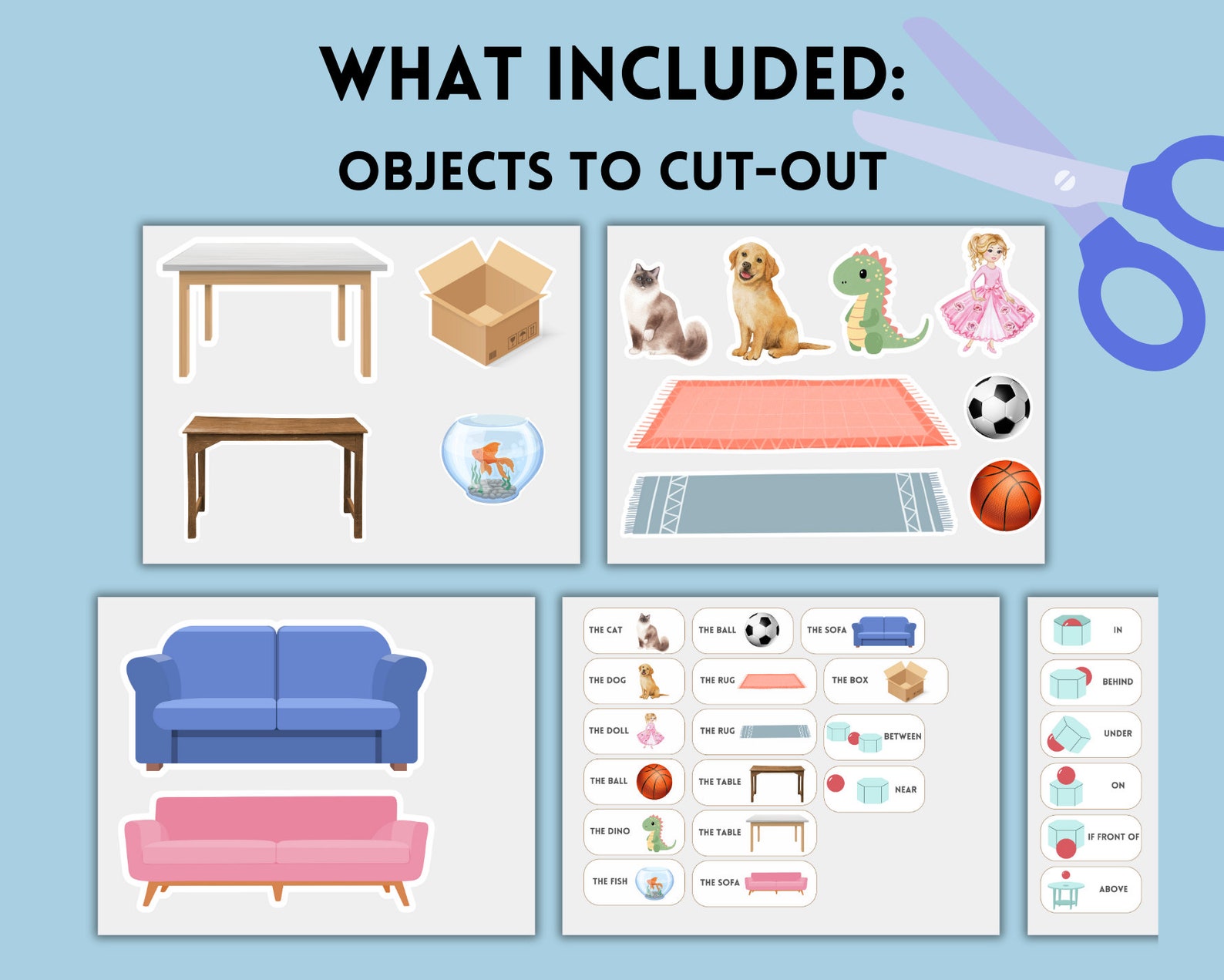 Prepositions Activity, Prepositions Flash Cards, Grammar for Kids ...