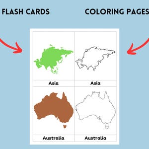 7 Continents Montessori Three-part Cards | World Map and Continent ...