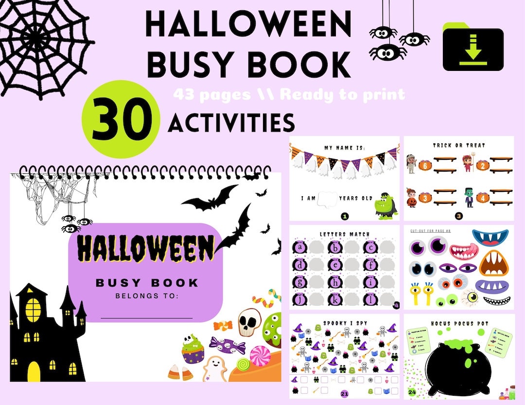 Halloween Busy Book Printable | Toddler Learning Book | Halloween ...
