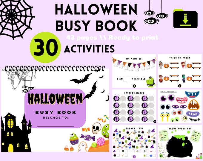 Halloween Busy Book Printable Toddler Learning Book Halloween ...