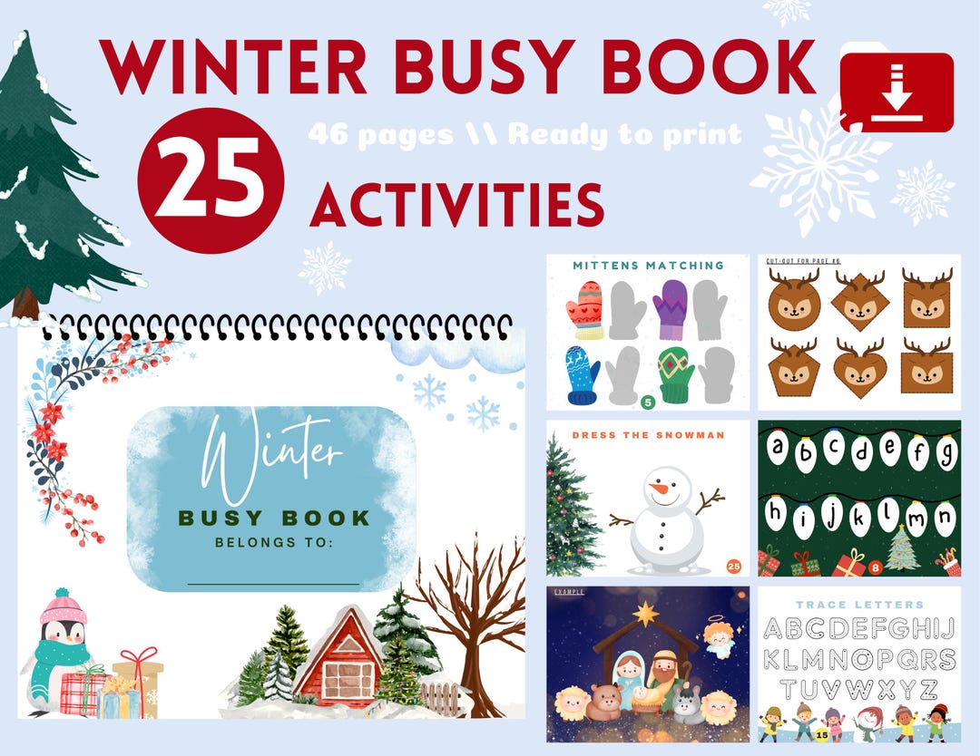 Christmas Busy Book Printable for Preschoolers | Learning Binder for ...
