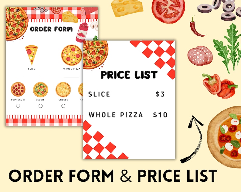Pizza Shop Pretend Play Kit, Kids Menu, Preschool Classroom (digital ...