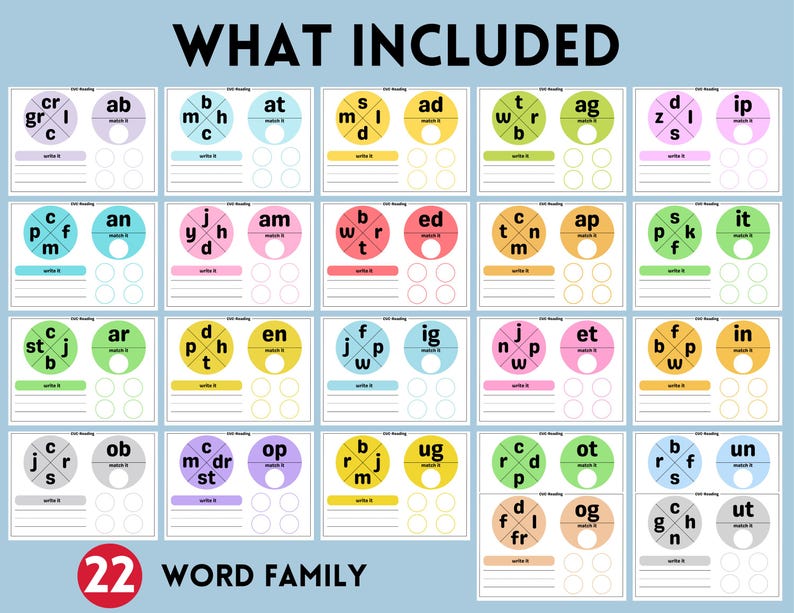 CVC Word Families Printable for Kindergarten | Homeschool Phonics ...