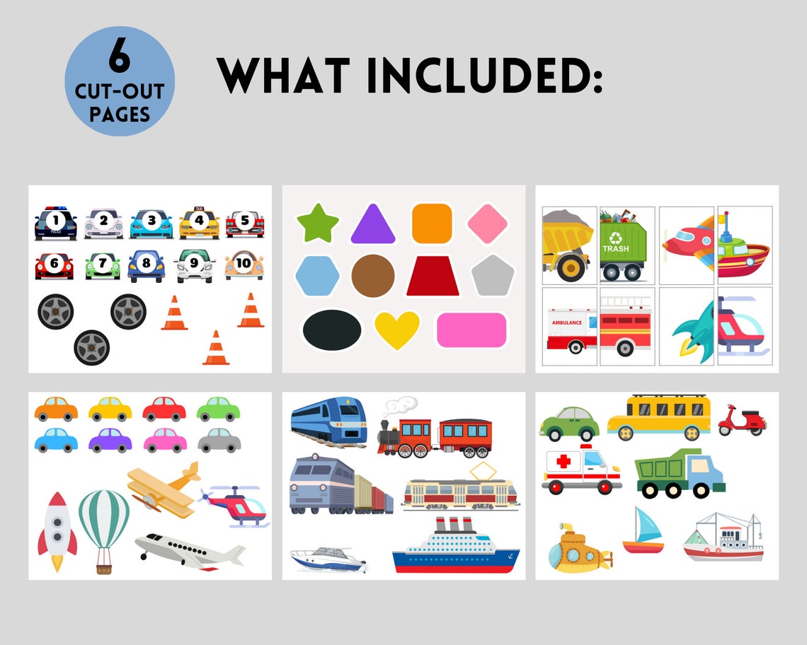 Things That Go Busy Book, File Folder Game, Learning Binder, Early ...