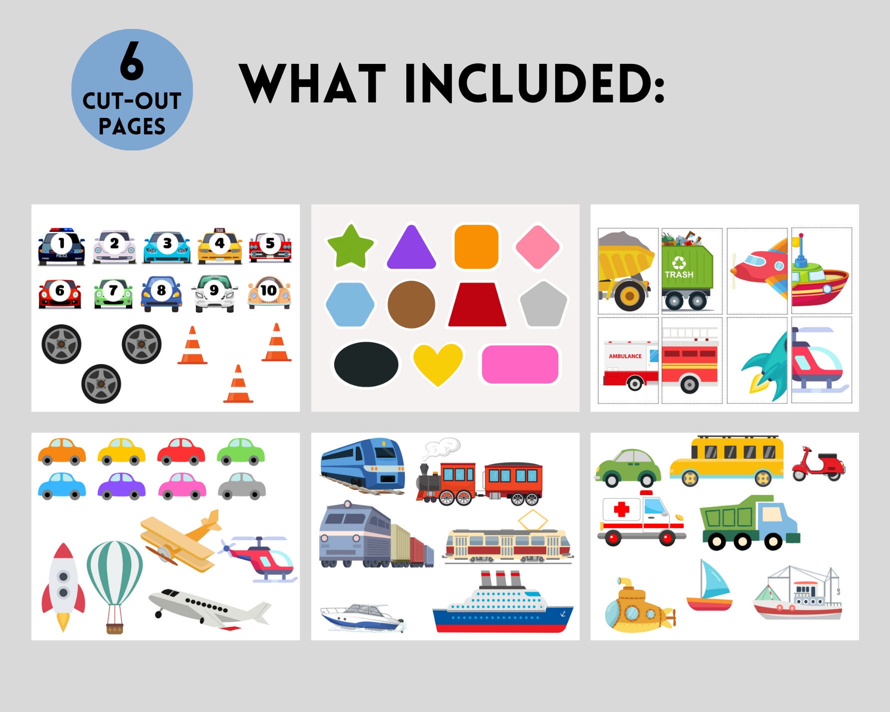 Things That Go Busy Book, File Folder Game, Learning Binder, Early ...