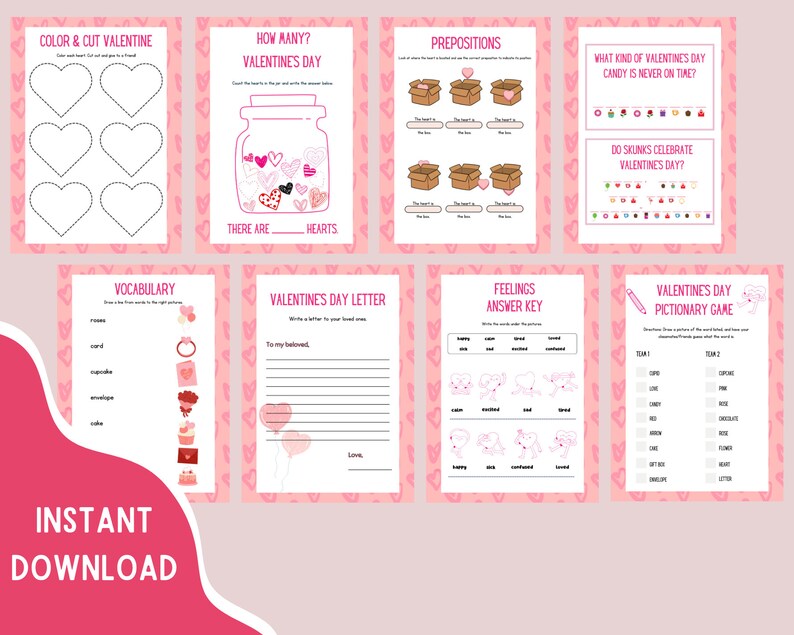Valentine's Day Activities Printable Kit, Preschool Activity Bundle ...