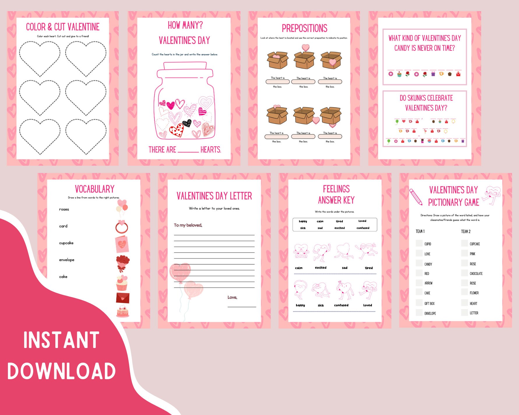 Valentine's Day Games, Activities Printable Kit , Printable Valentine's ...