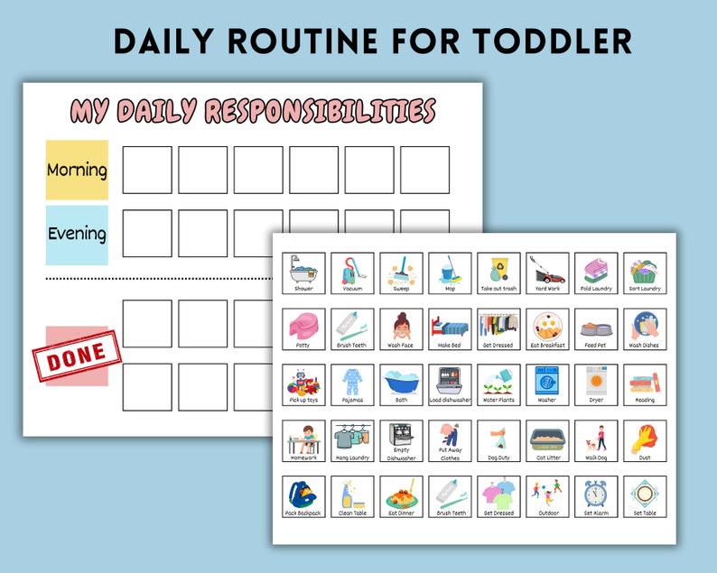 Kids Chore Charts, Reward, Screen Time Chart Checklist, School Routine ...