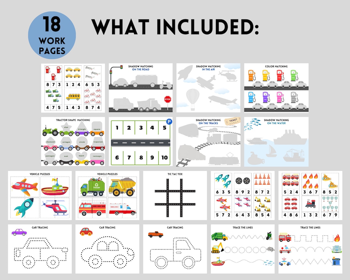 Things That Go Busy Book, File Folder Game, Learning Binder, Early ...