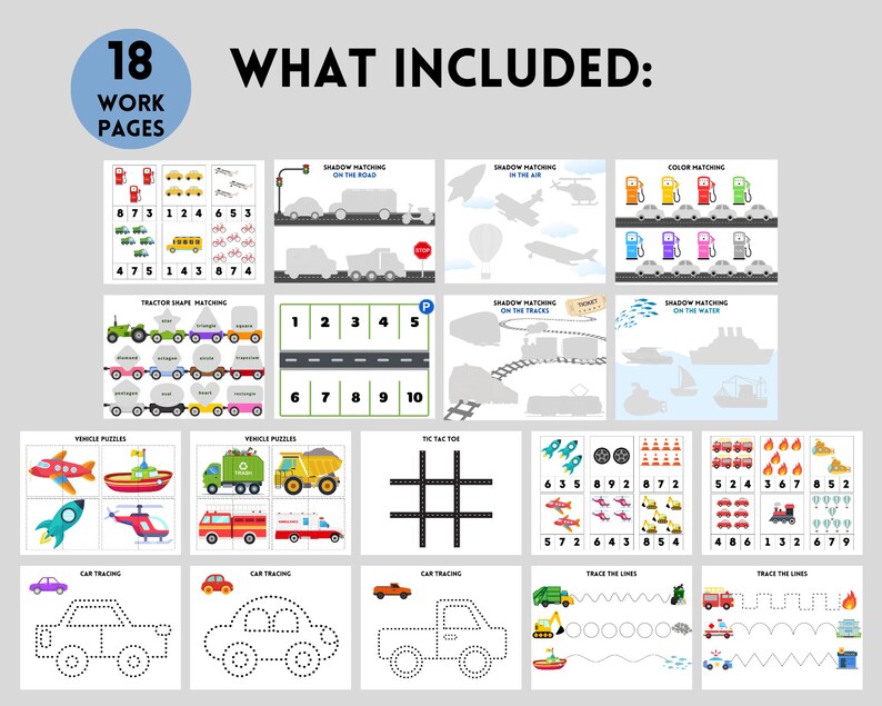 Things That Go Busy Book, File Folder Game, Learning Binder, Early ...