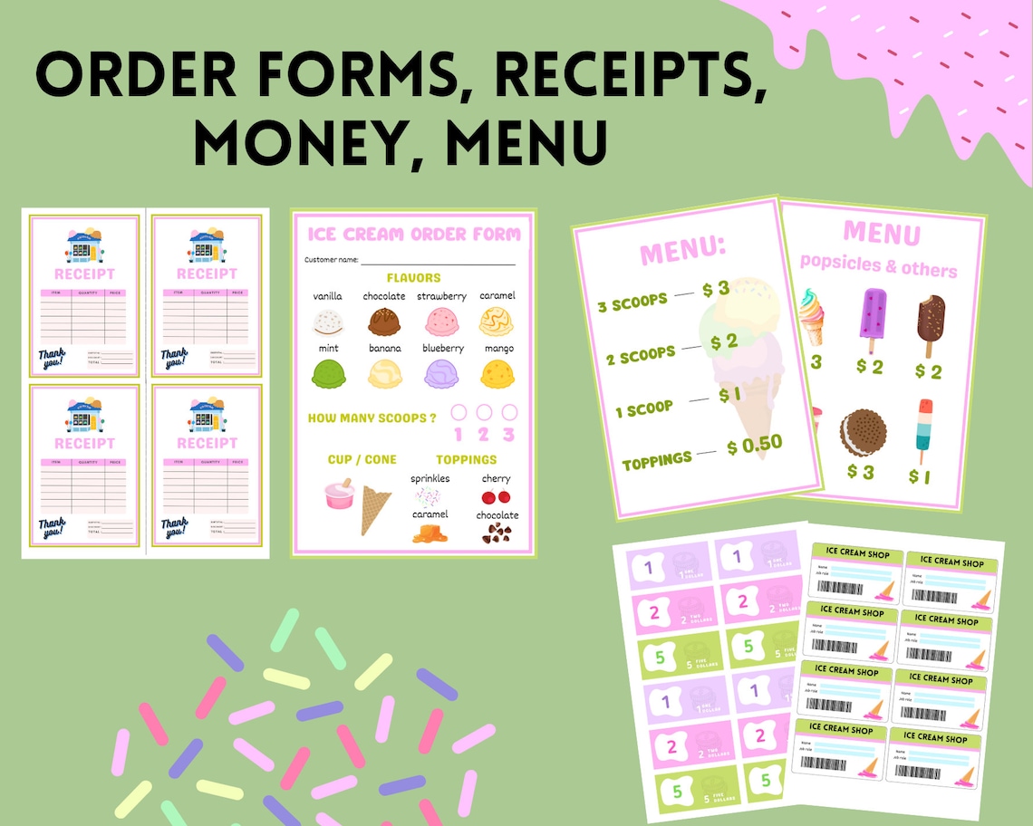 Ice Cream Shop Pretend Play Printable, Dramatic Play, Preschool ...