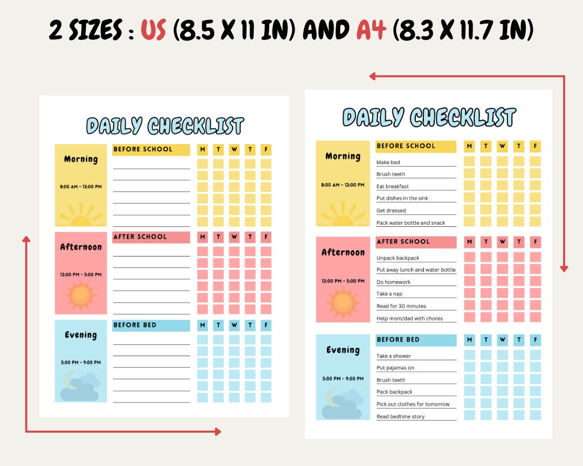 Kids Daily Checklist, Homeschool Planner (digital Download) - Etsy