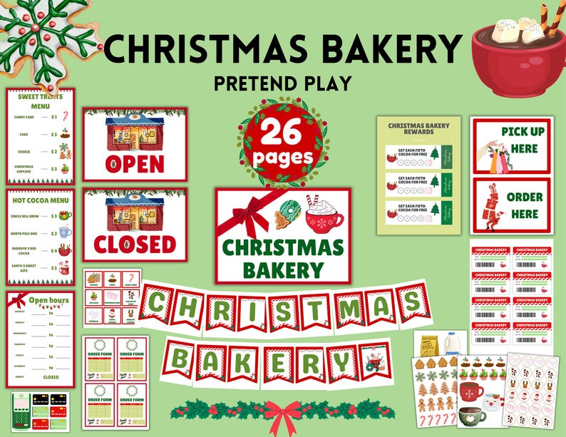 Christmas Bakery Dramatic Play Printable | Christmas Pretend Play ...