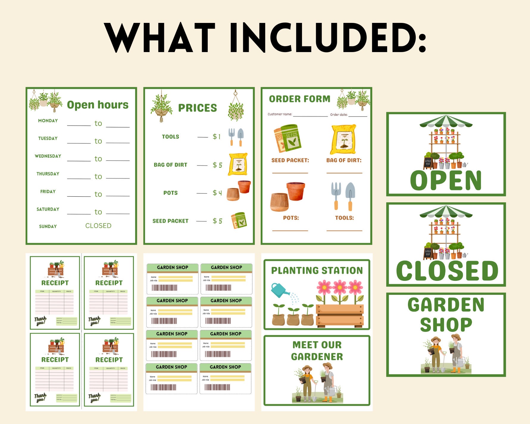 Garden Shop Pretend Play Printables, Gardening Dramatic Play, Play ...