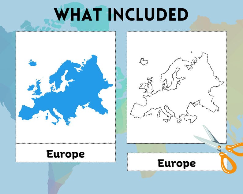 7 Continents Montessori Three-part Cards | World Map and Continent ...