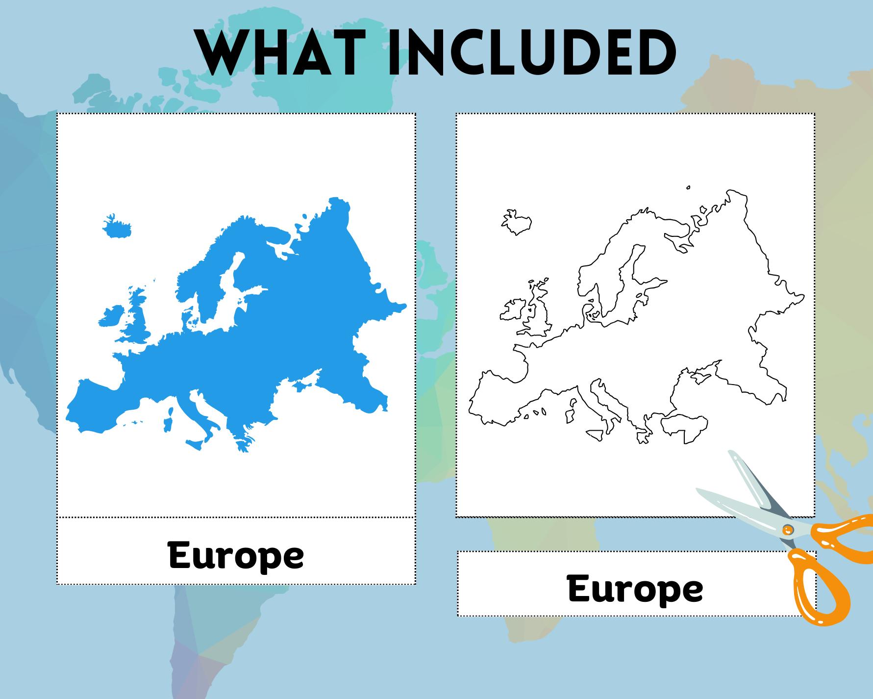 7 Continents Montessori Three-part Cards | World Map and Continent ...