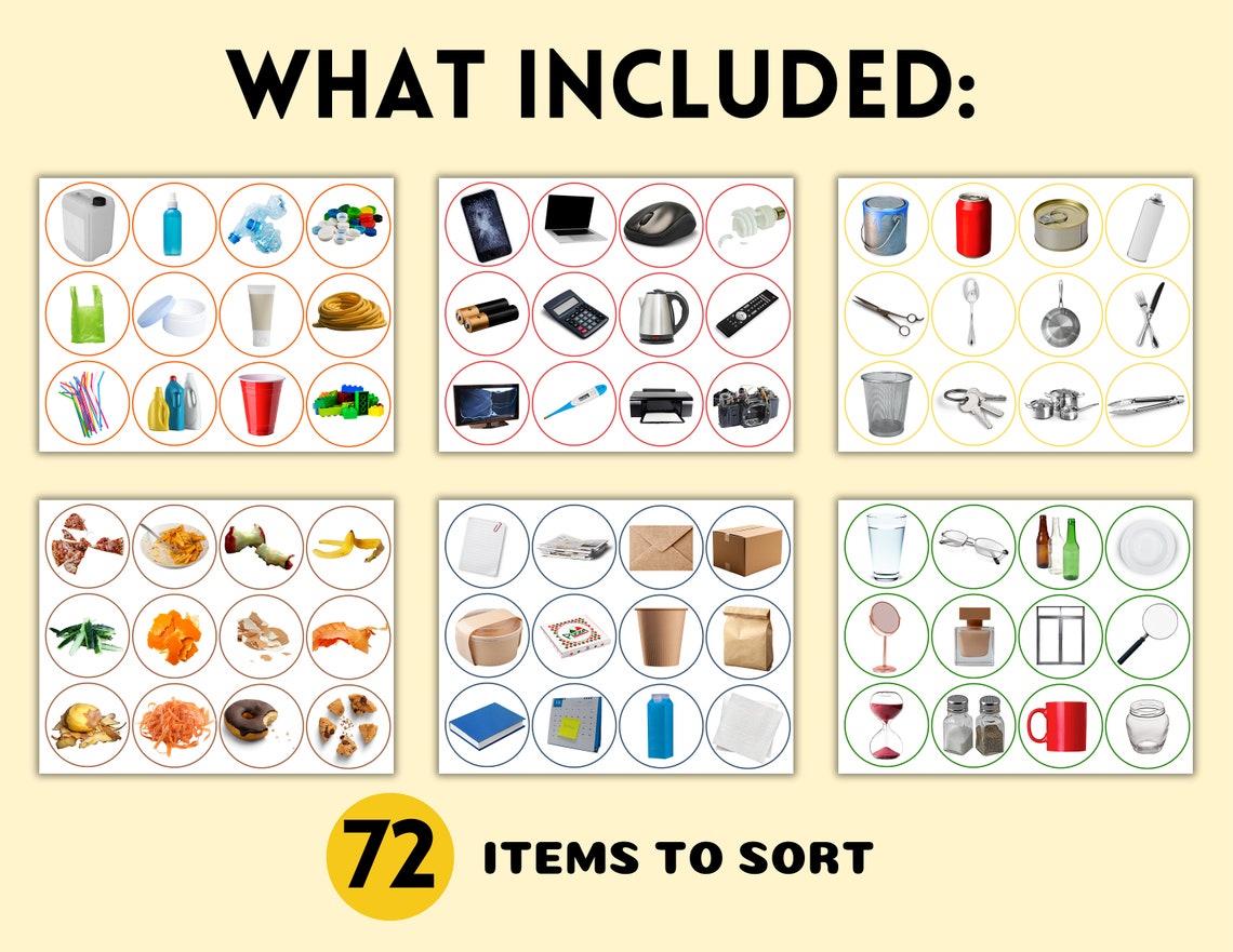 Waste Sorting Activity, Garbage Sorting, Trash, Rubbish, Recycling Game ...