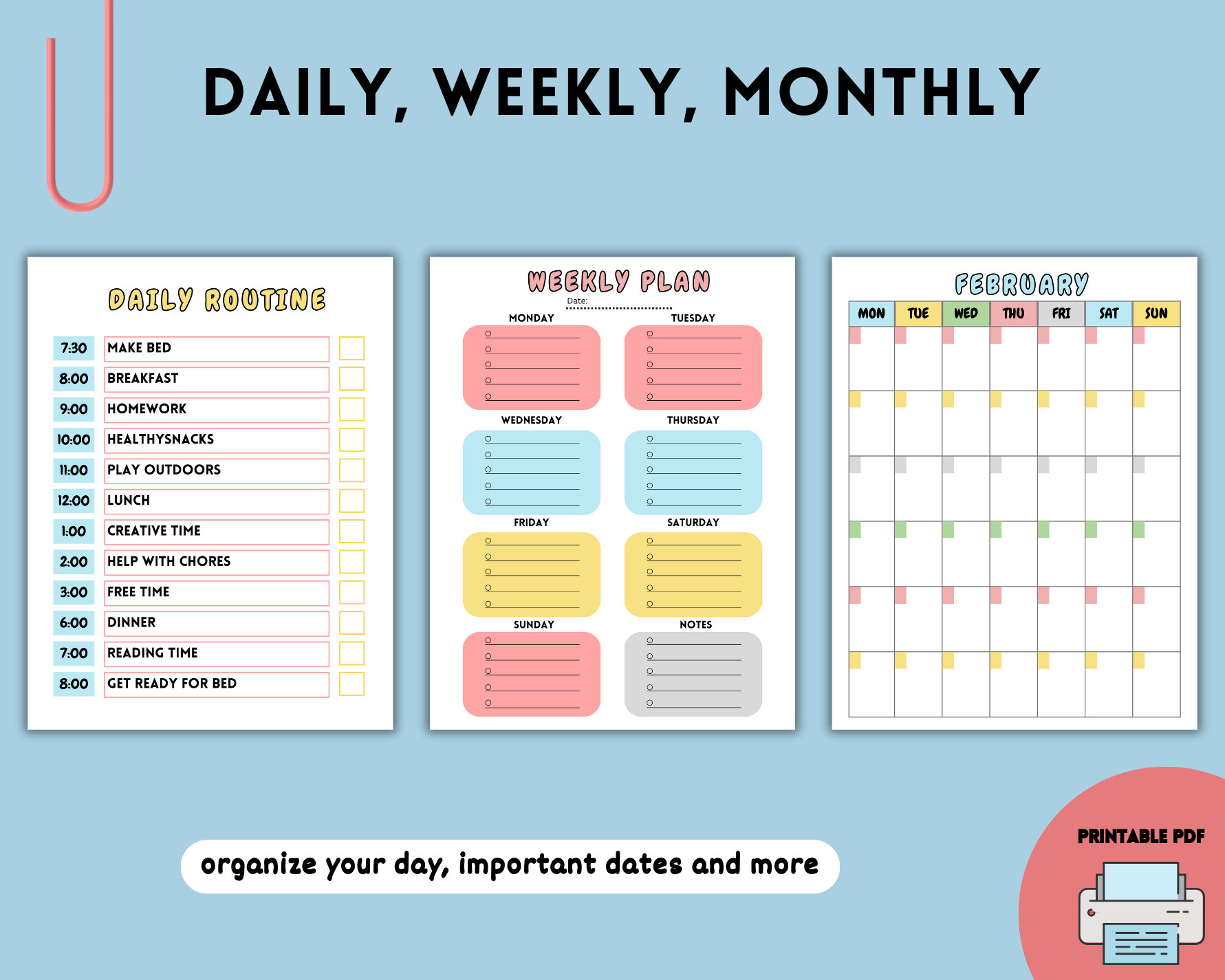 Kids Chore Charts, Reward, Screen Time Chart Checklist, School Routine ...