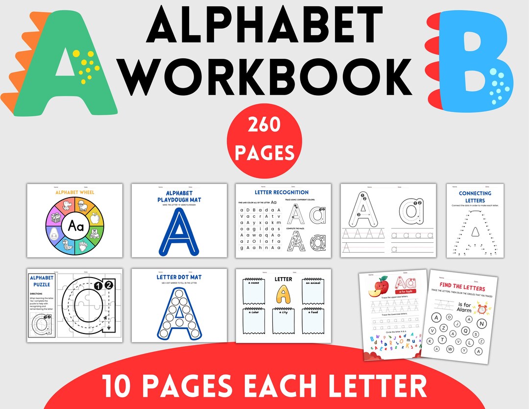 Alphabet Workbook 260 Pages | Letter of the Week Preschool Workbook ...