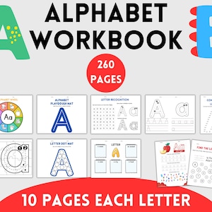 Alphabet Workbook 260 Pages | Letter of the Week Preschool Workbook ...