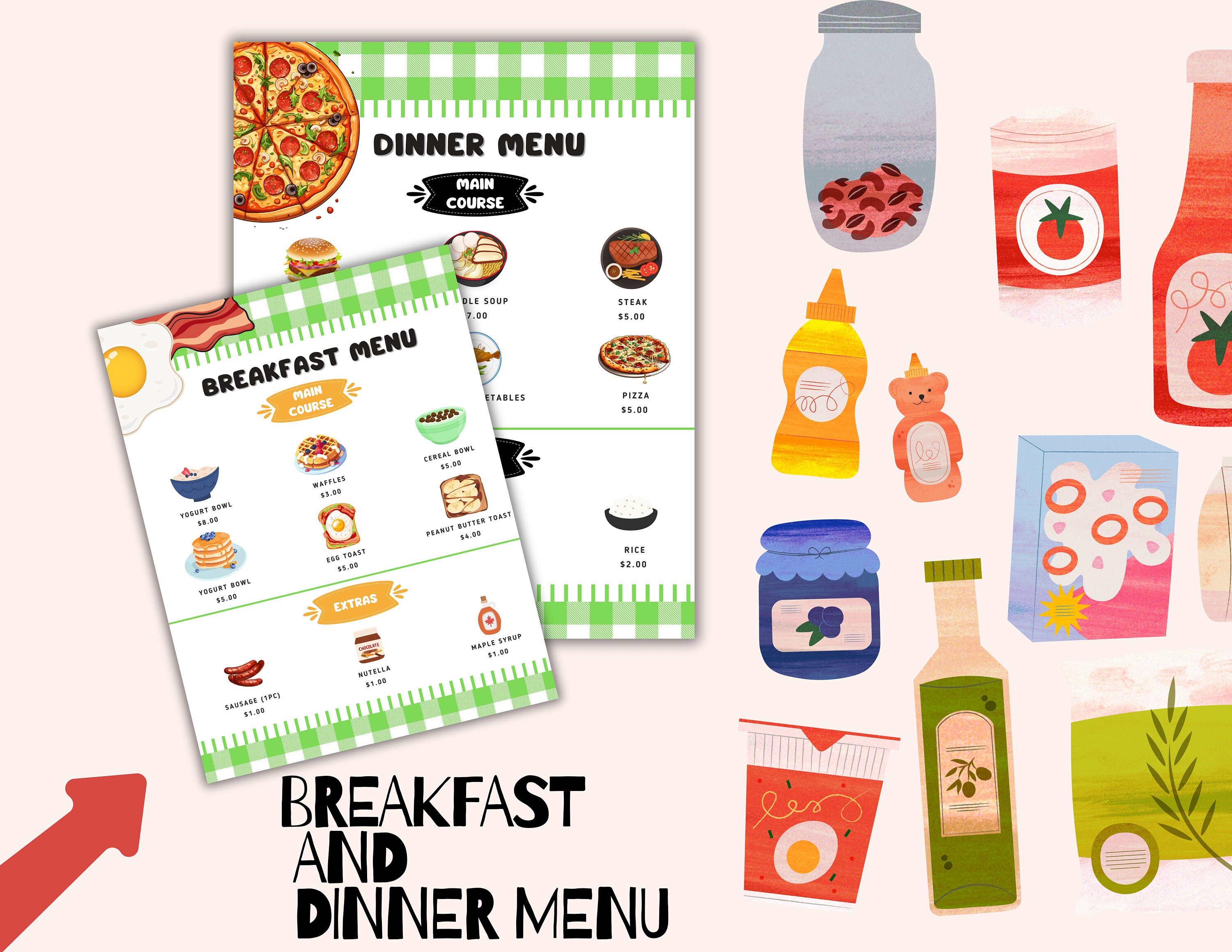 Pretend Play Restaurant Menu Printable, Kids Kitchen Play Menus, Kids ...