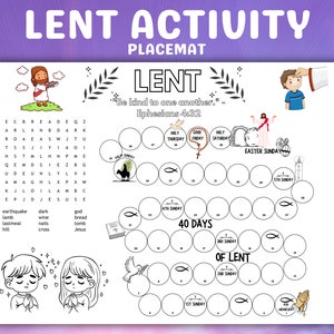 Lent Bible Activity Coloring Placemat, Easter Sunday School Activity ...
