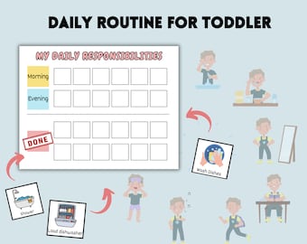 Kids Daily Responsibilites Chart, Printable Daily Routine, Chore Chart ...