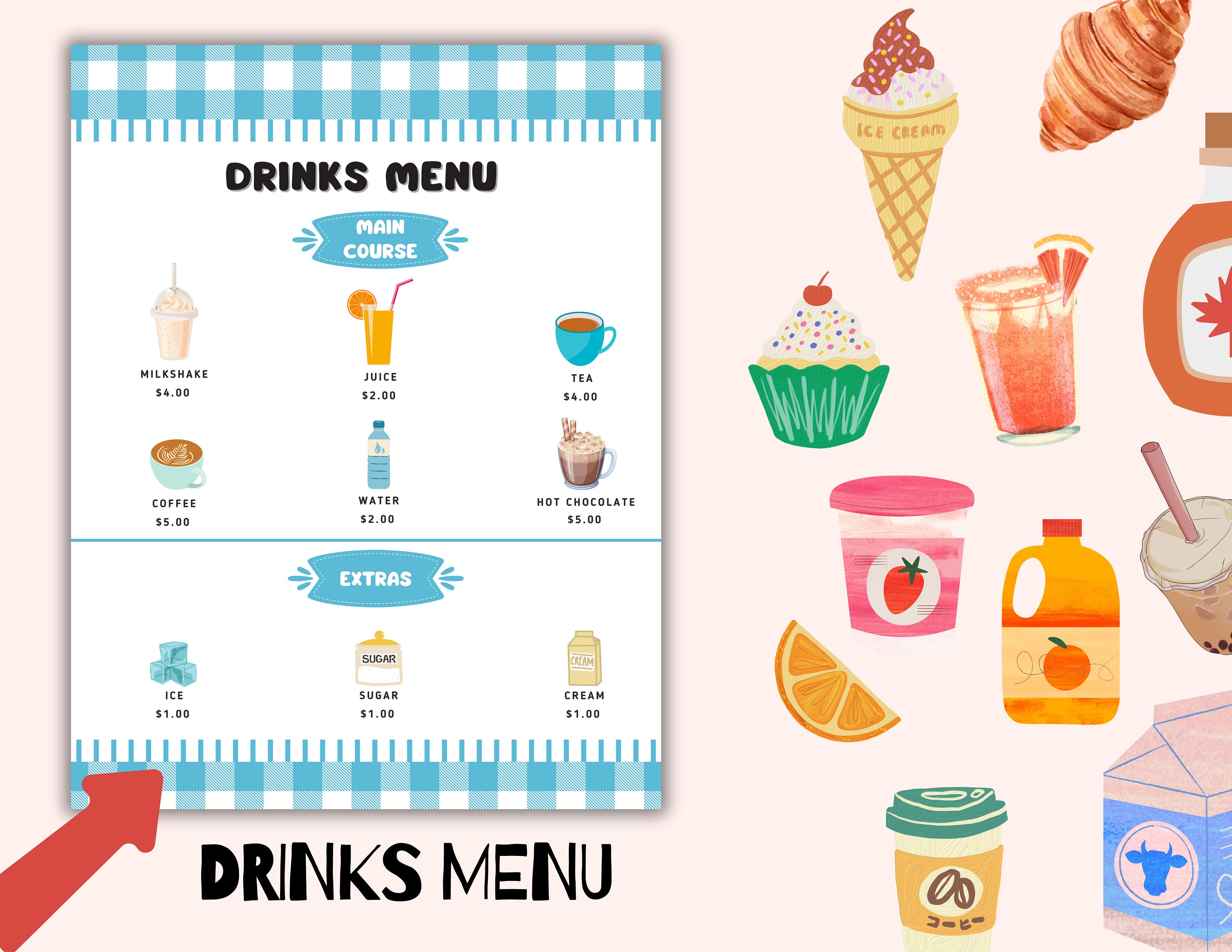 Pretend Play Restaurant Menu Printable, Kids Kitchen Play Menus, Kids ...