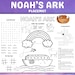 Noah's Ark Bible Stories Activity Placemat Kids Table Coloring Pages ...