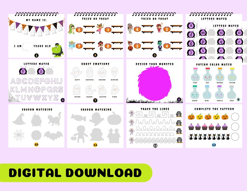 Halloween Busy Book Printable | Toddler Learning Book | Halloween ...