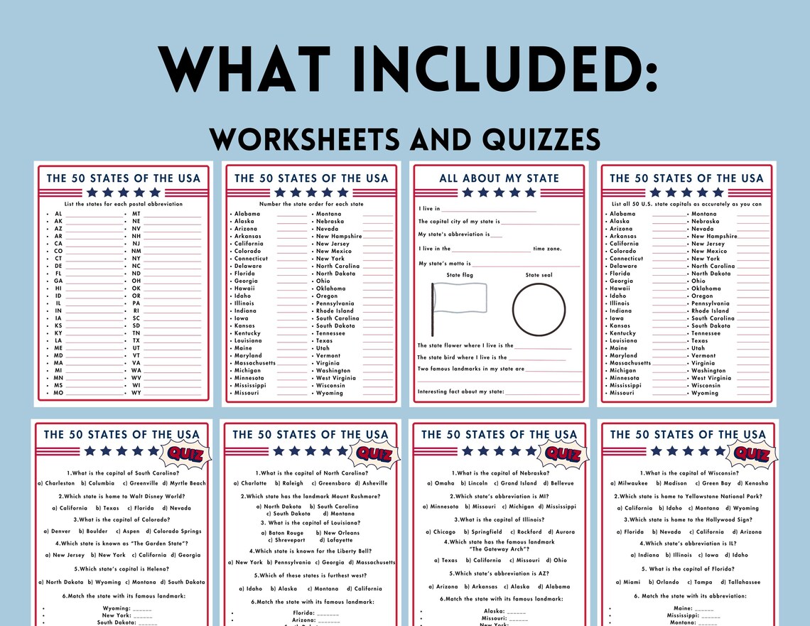USA Unit Study Printable Homeschool Activities PDF - Etsy