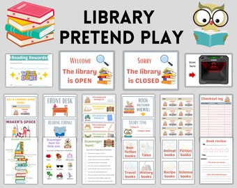 Library Pretend Play Printable Dramatic Play Activity - Etsy