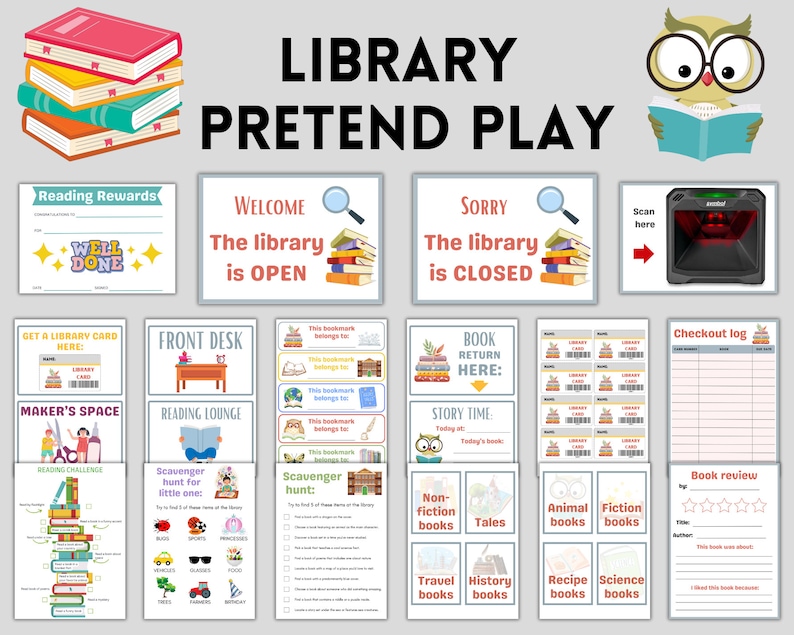Library Pretend Play Printable Dramatic Play Activity - Etsy